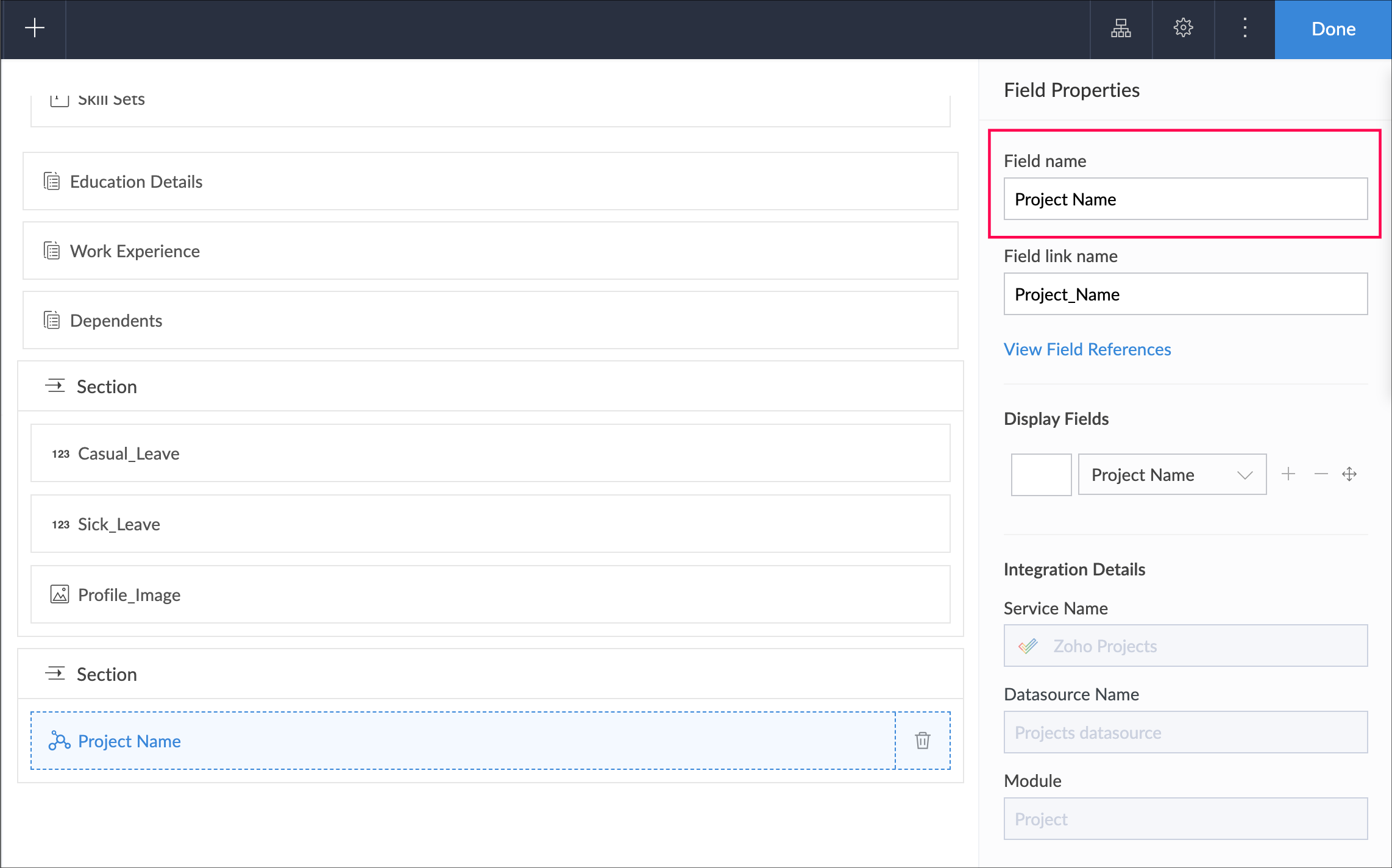 Add Zoho Projects Field Zoho Creator Help 