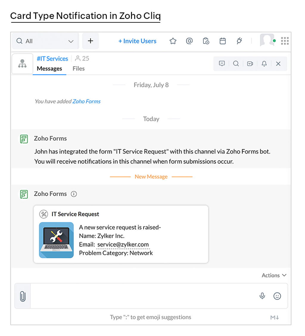 Zoho Cliq Integration | Zoho Forms - User Guide Zoho Cliq Integration | Zoho Forms - User Guide