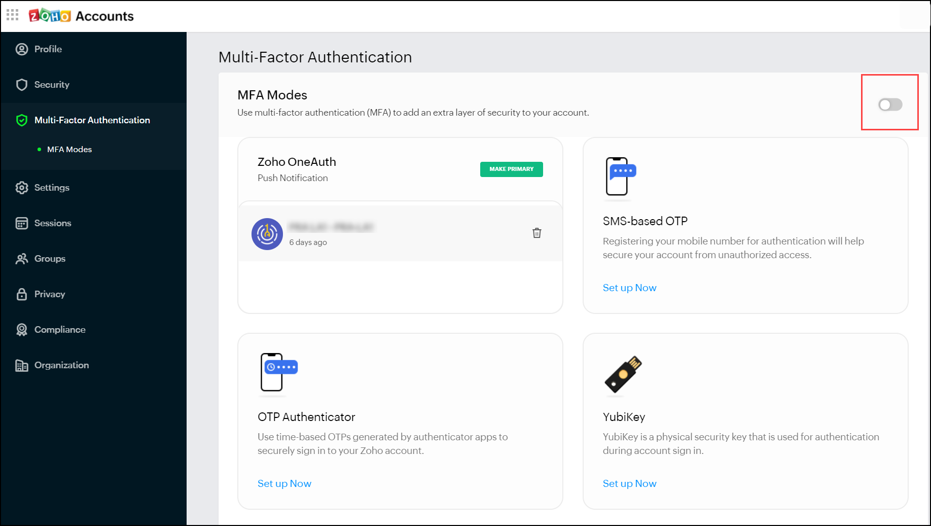 Disable Multi-factor Authentication | MFA - Zoho Accounts Disable Multi-factor Authentication | MFA - Zoho Accounts