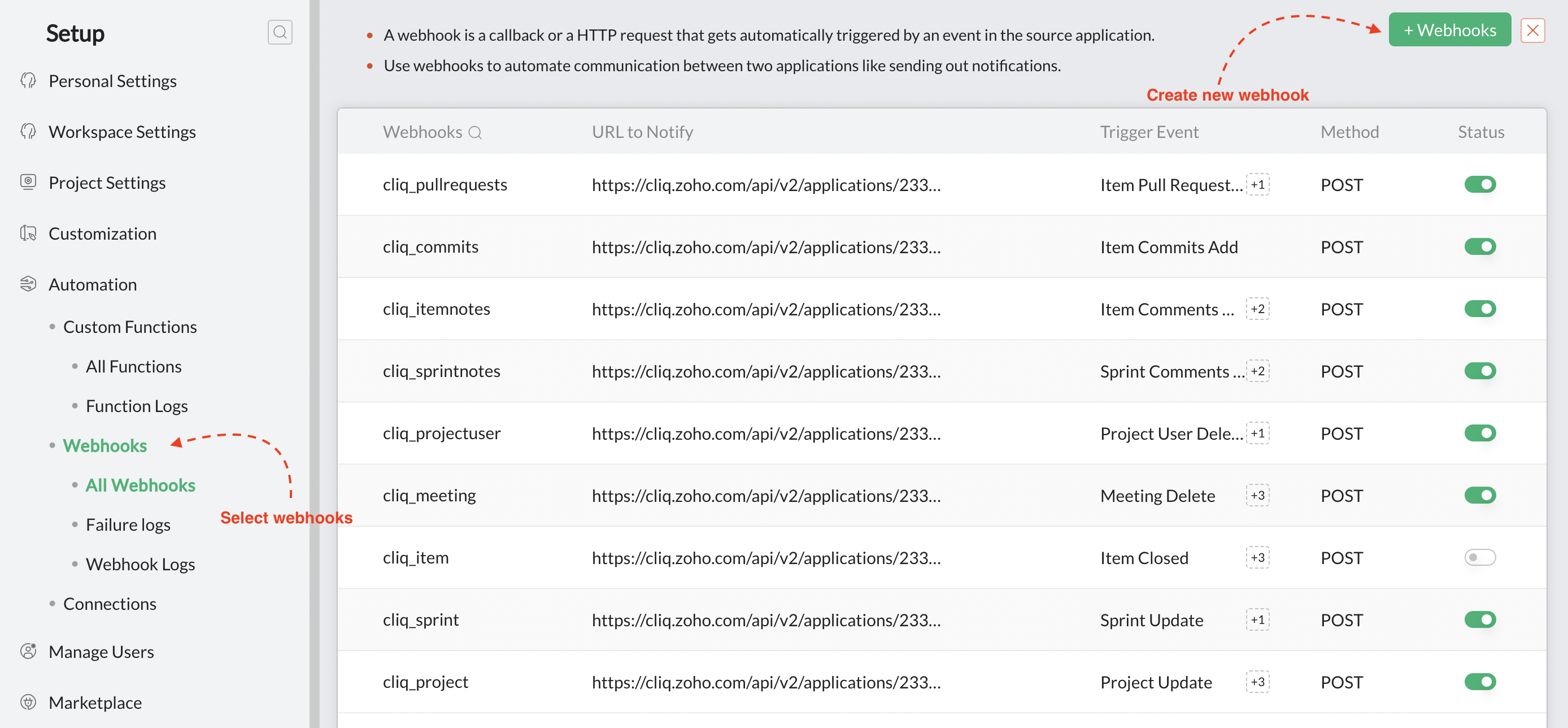 Create and manage webhooks | Zoho Sprints Help Create and manage webhooks | Zoho Sprints Help