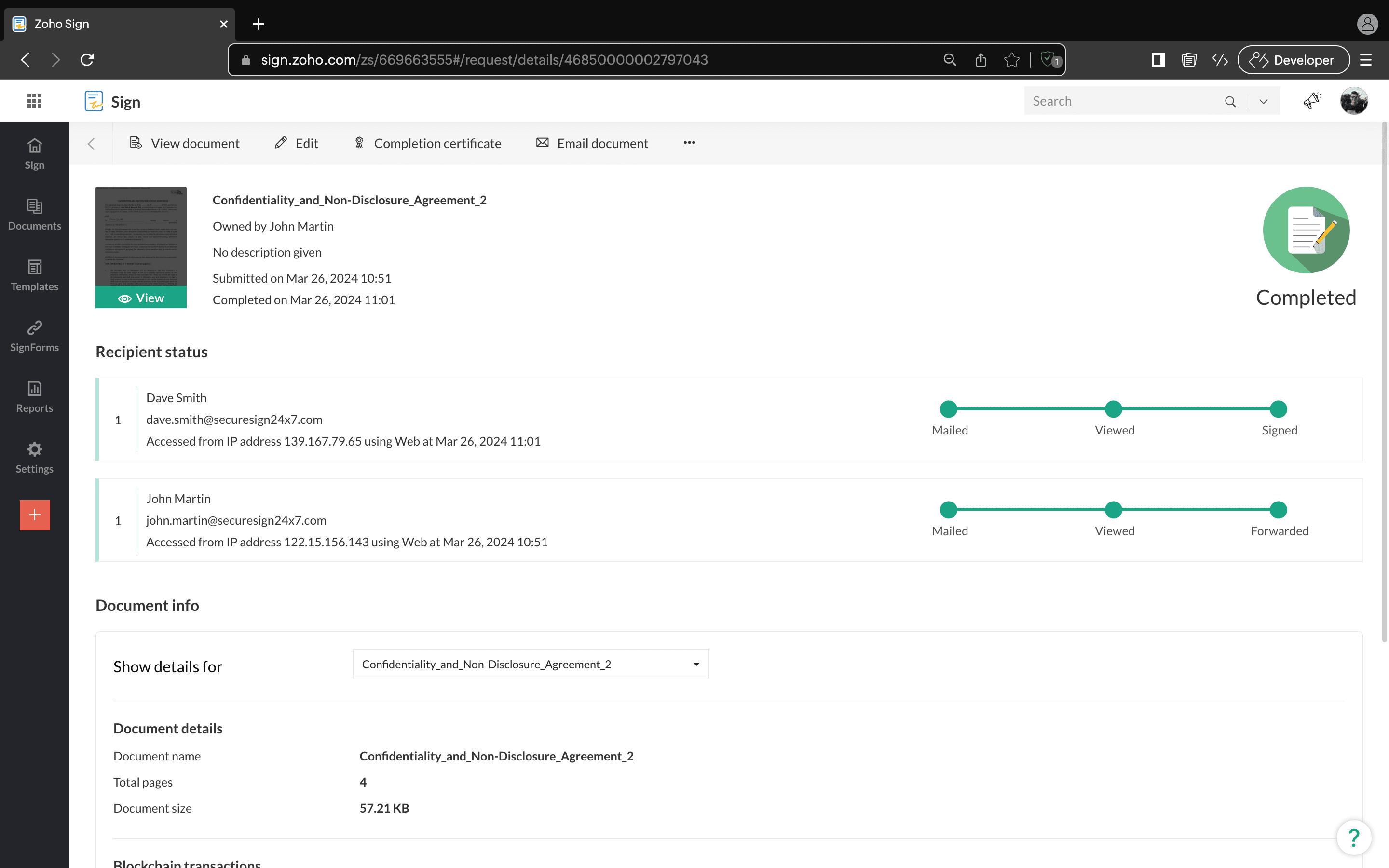 Print and physically sign