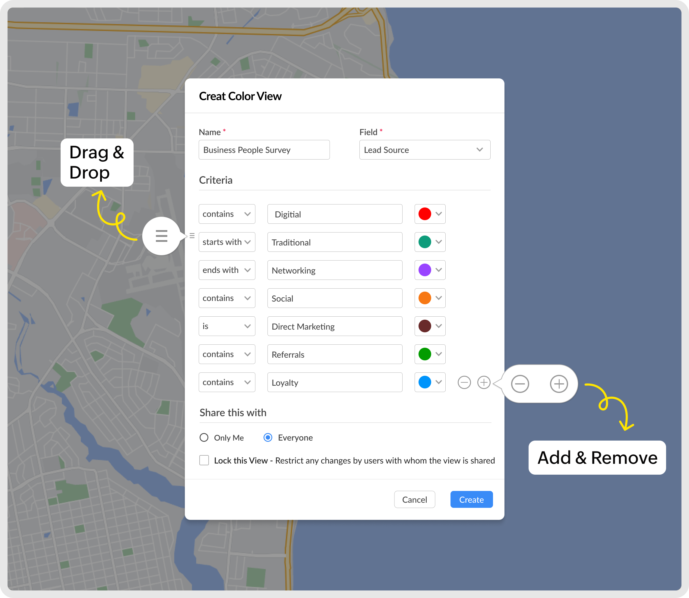 Add or remove criteria, using the add/remove options available on the ...