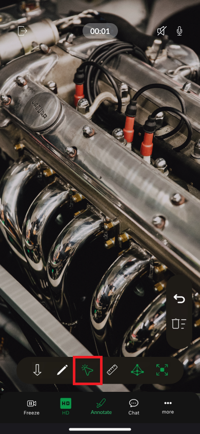 Tap anywhere on the camera stream to place your pointer.