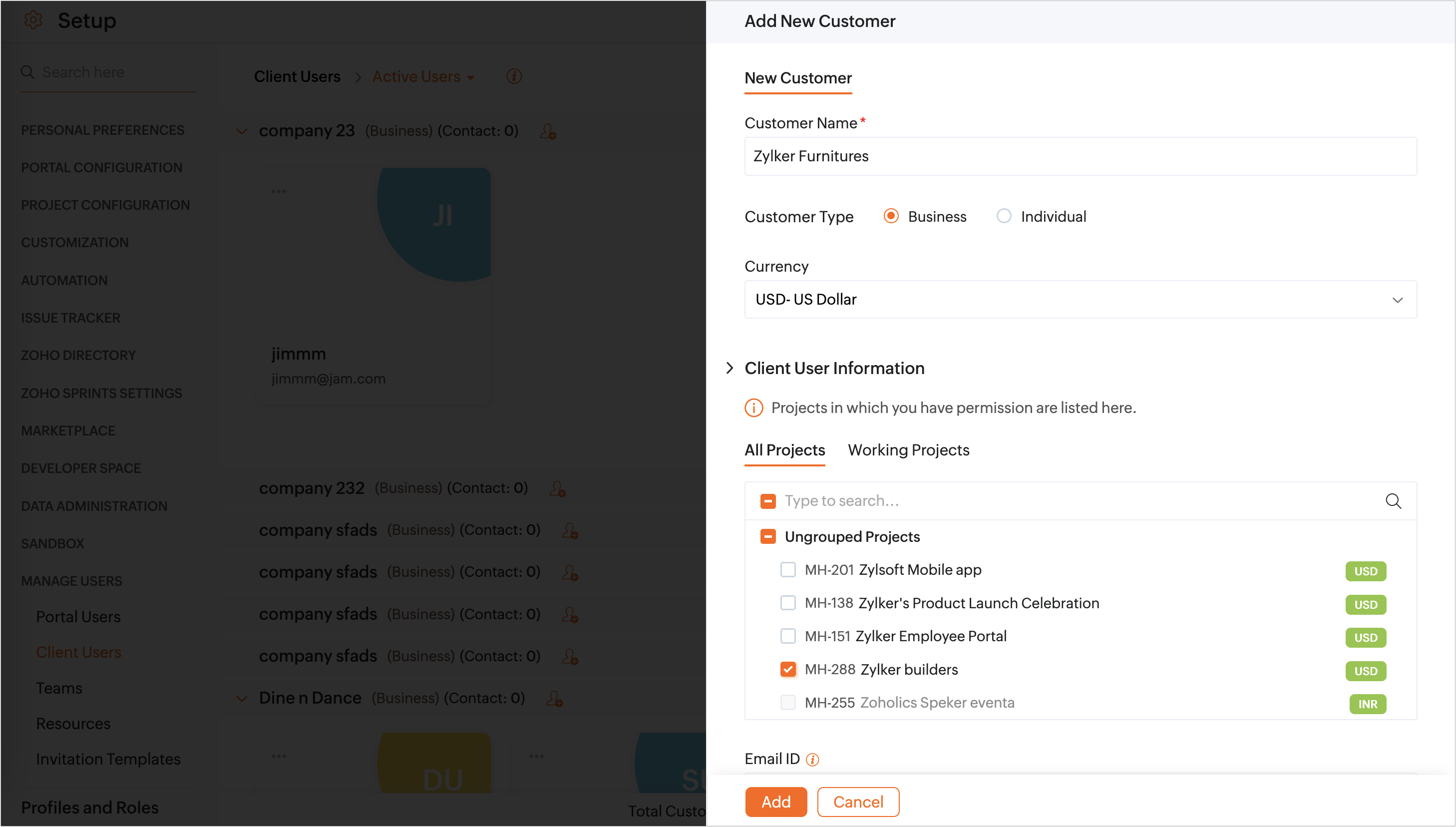 Edit / Delete a Customer in a Portal (across projects)
