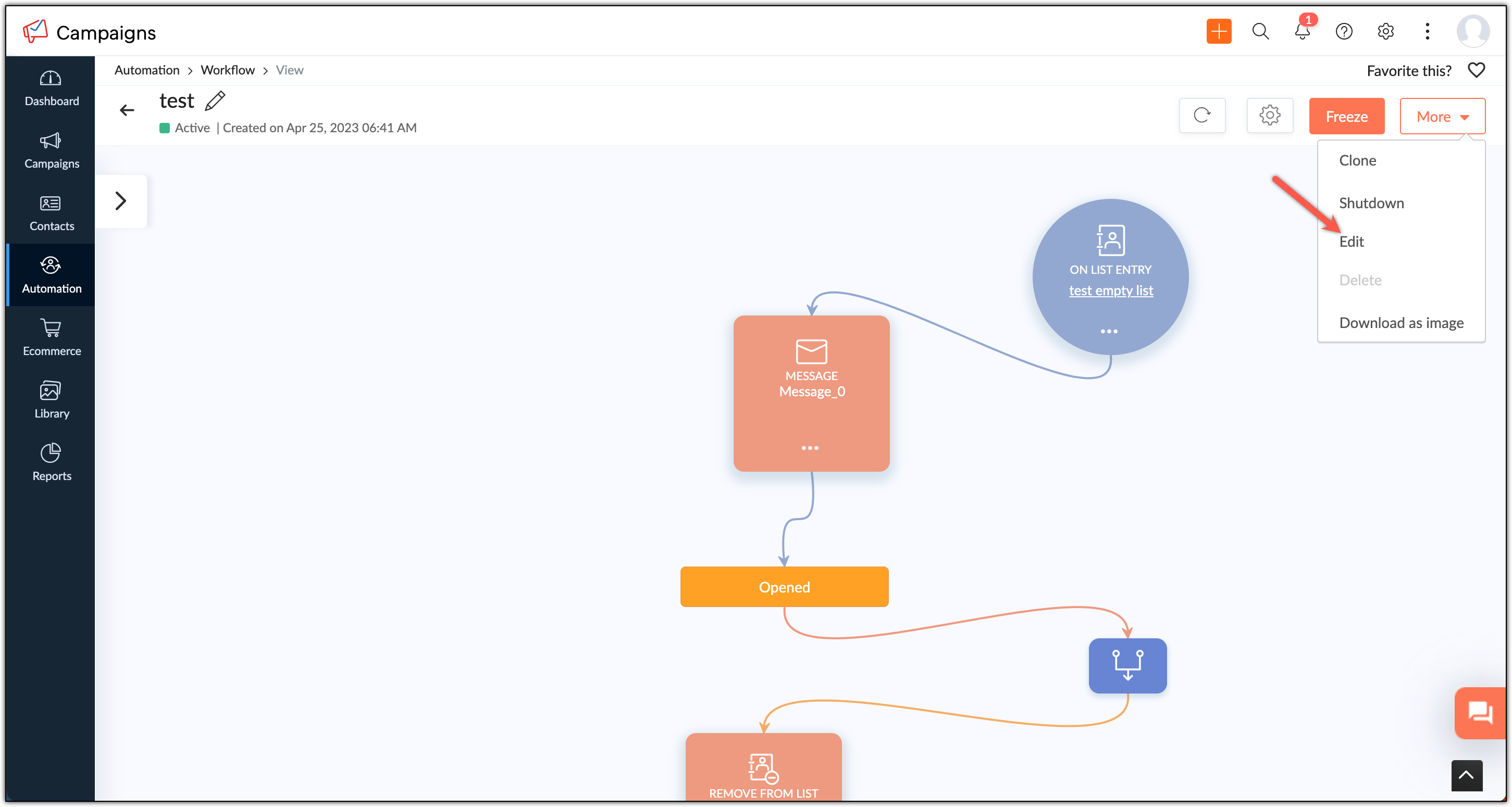 Click Proceed in the pop-up to proceed with editing the workflow.