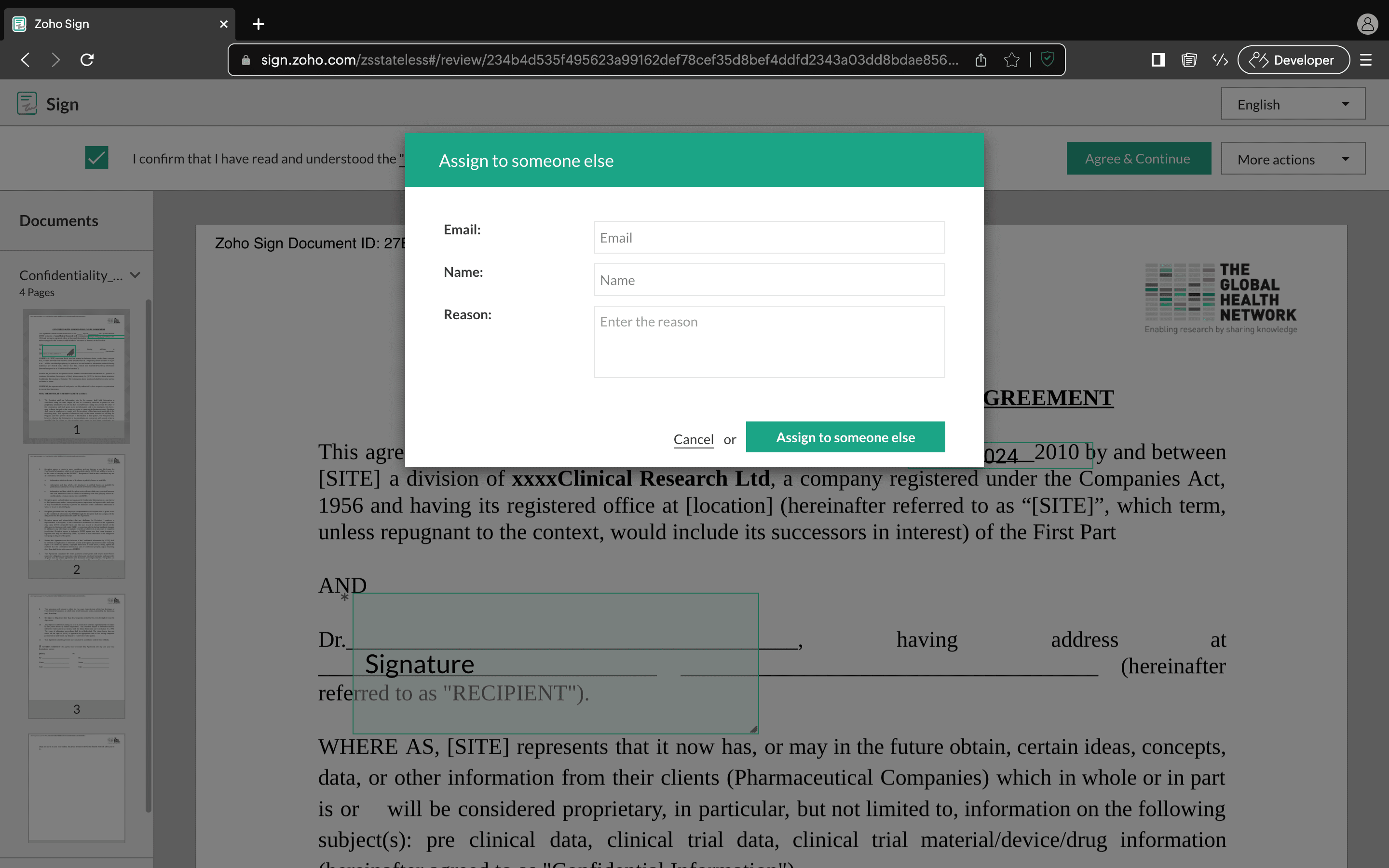 The document will then be forwarded to the assigned individual.