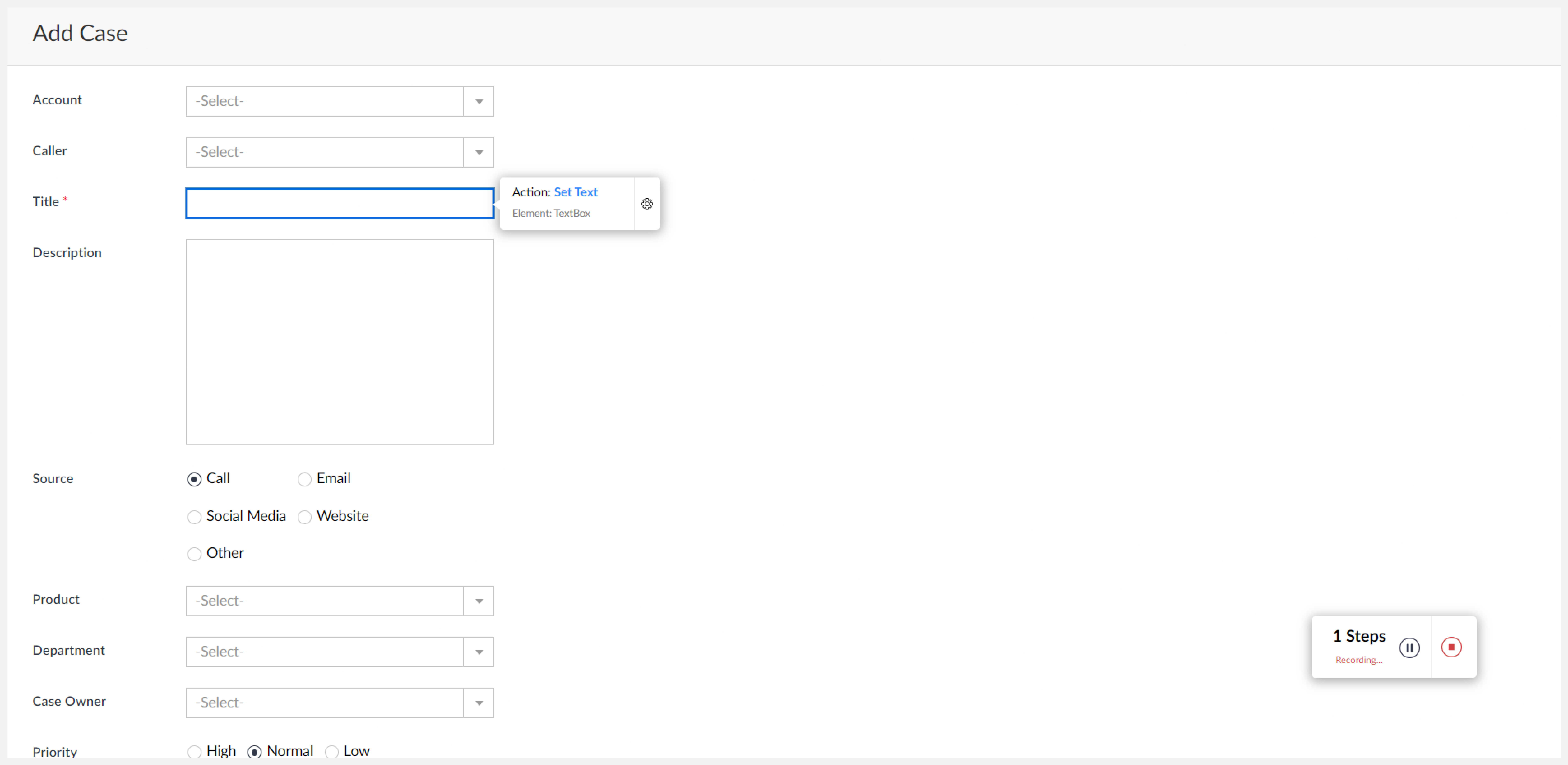 Click on elements on the screen to record your actions.