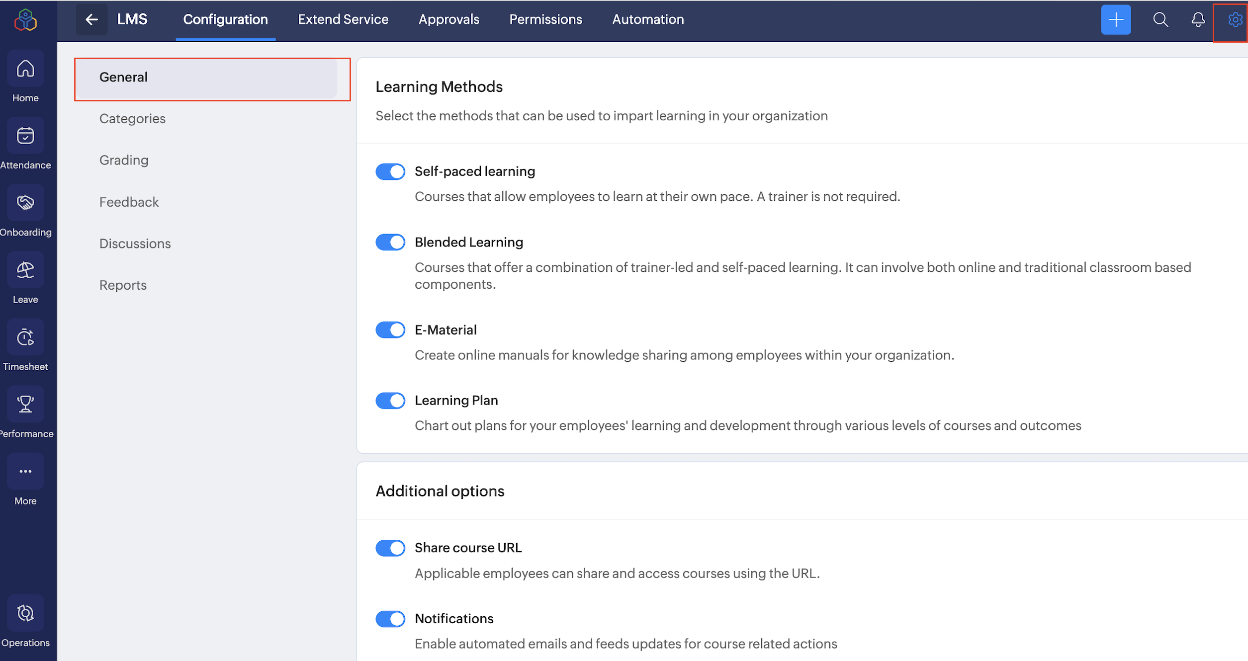 LMS - Settings