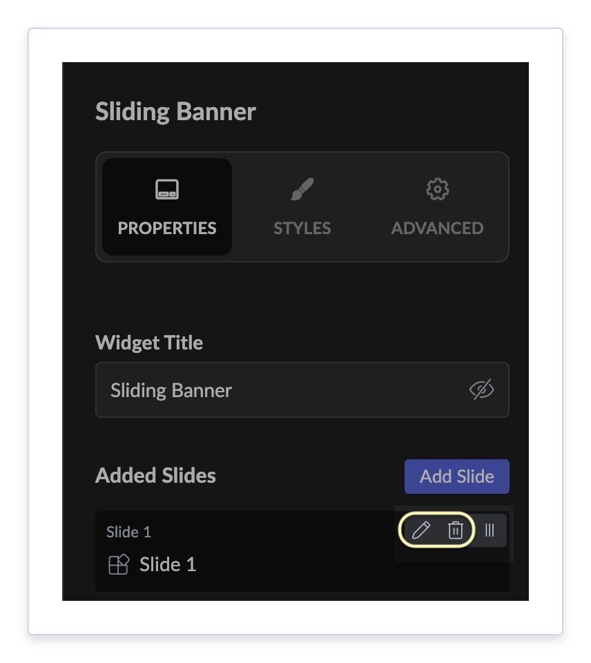 ] to edit it, or click the delete icon [ ] to remove it from Dashboard.