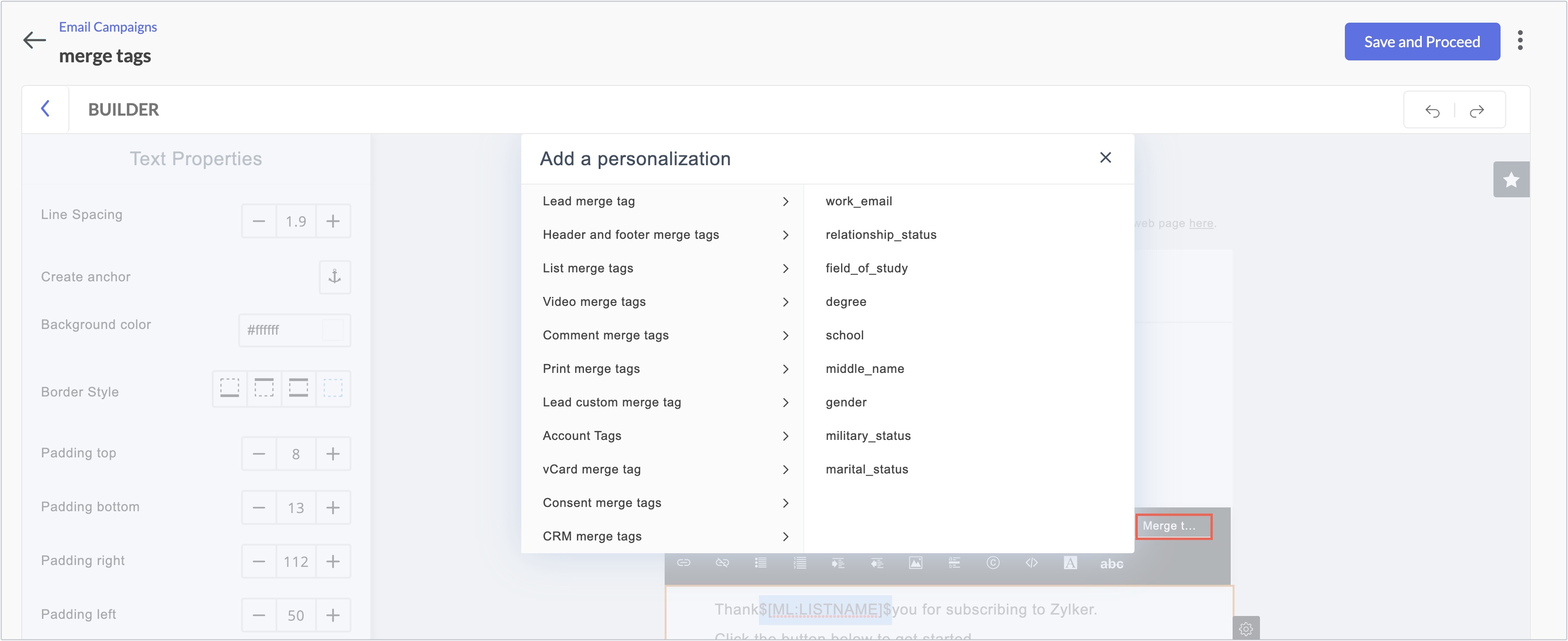merge tag in campaign