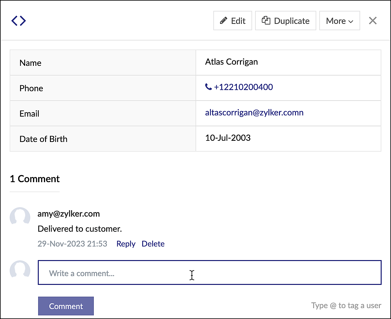Managing record comments | Zoho Creator Help