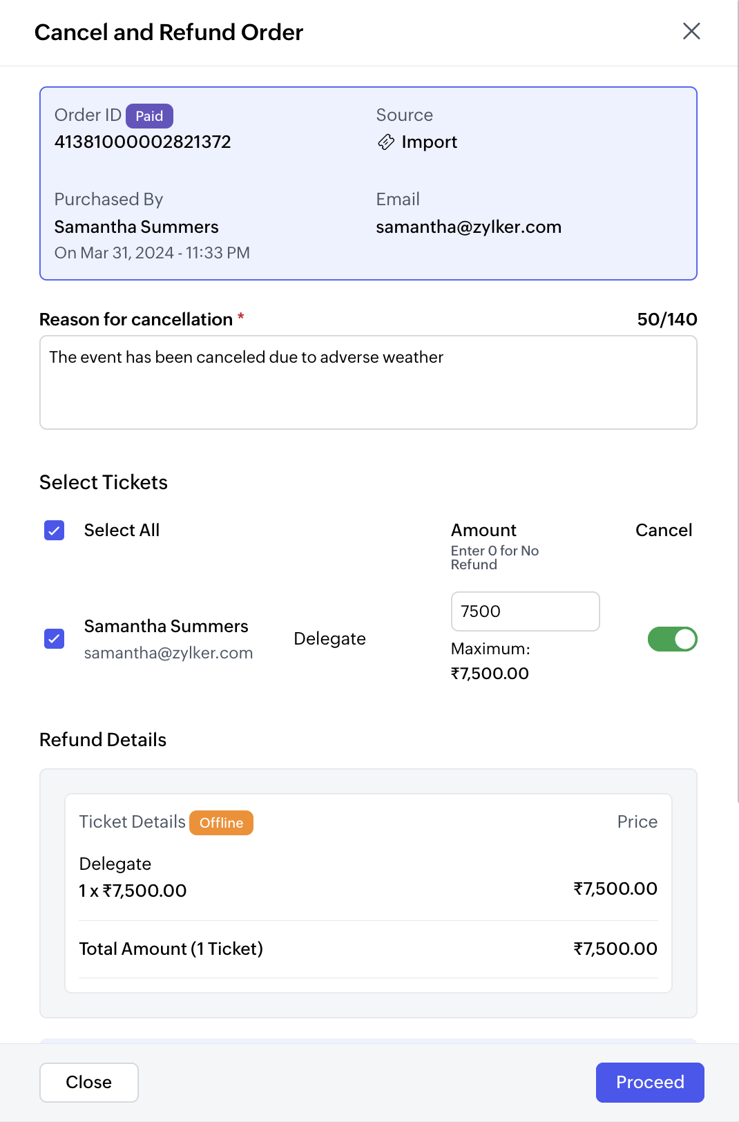 Managing ticket orders for an event - Zoho Backstage