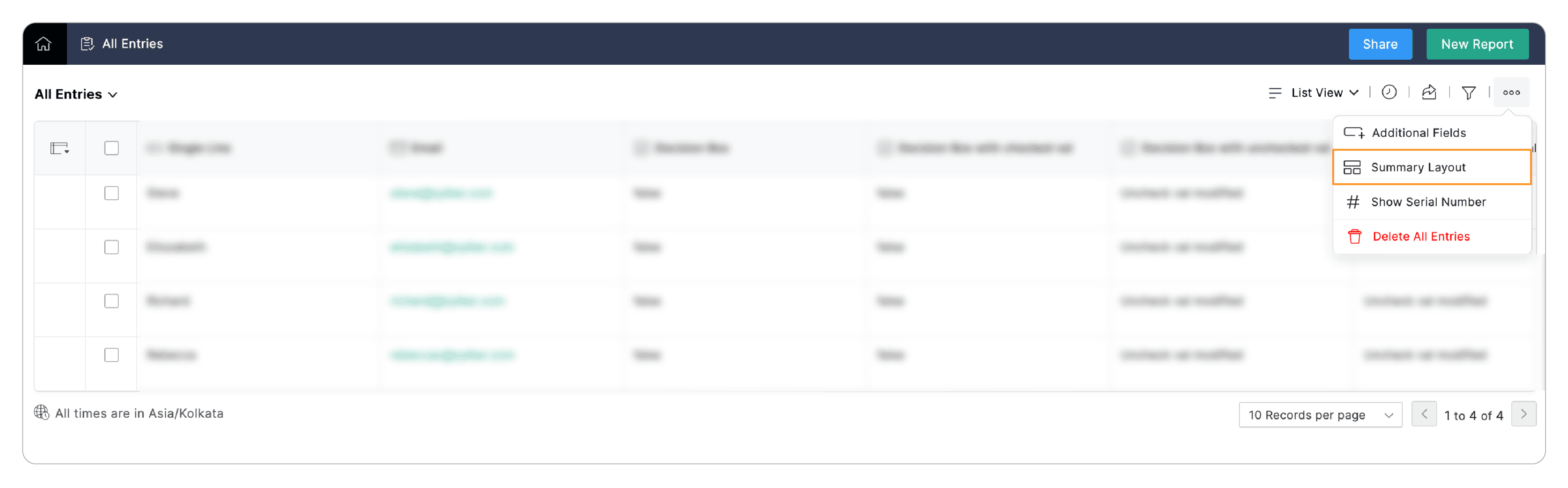 Changing Record Summary Layout