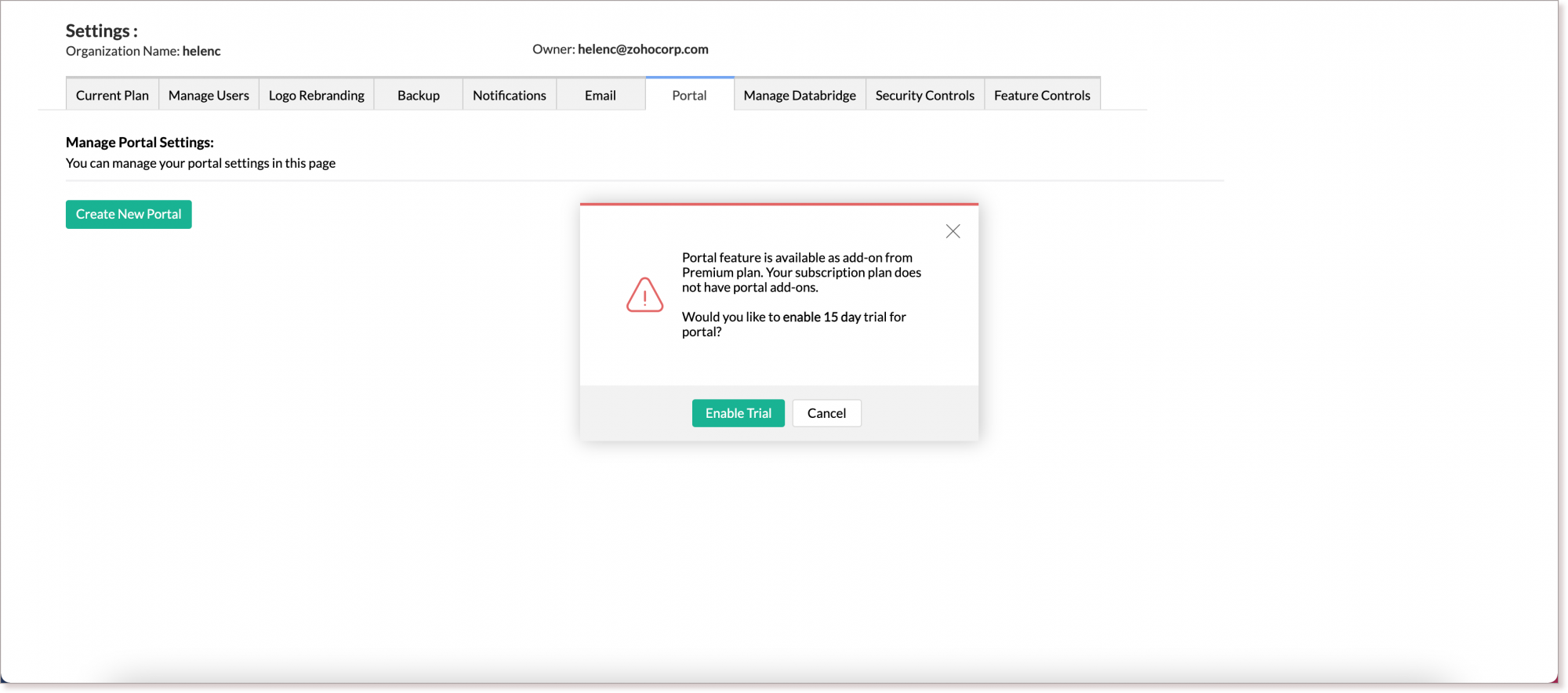 Click Enable Trial . A 15-day trial for Analytics Portal will be ...