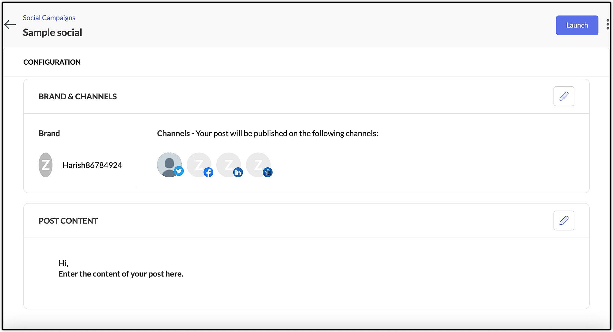 Launch social campaign