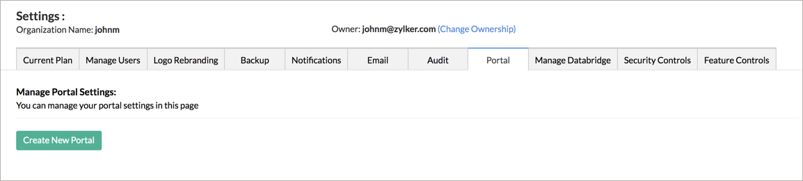 Click the Create New Portal button. A confirmation dialog to enable ...