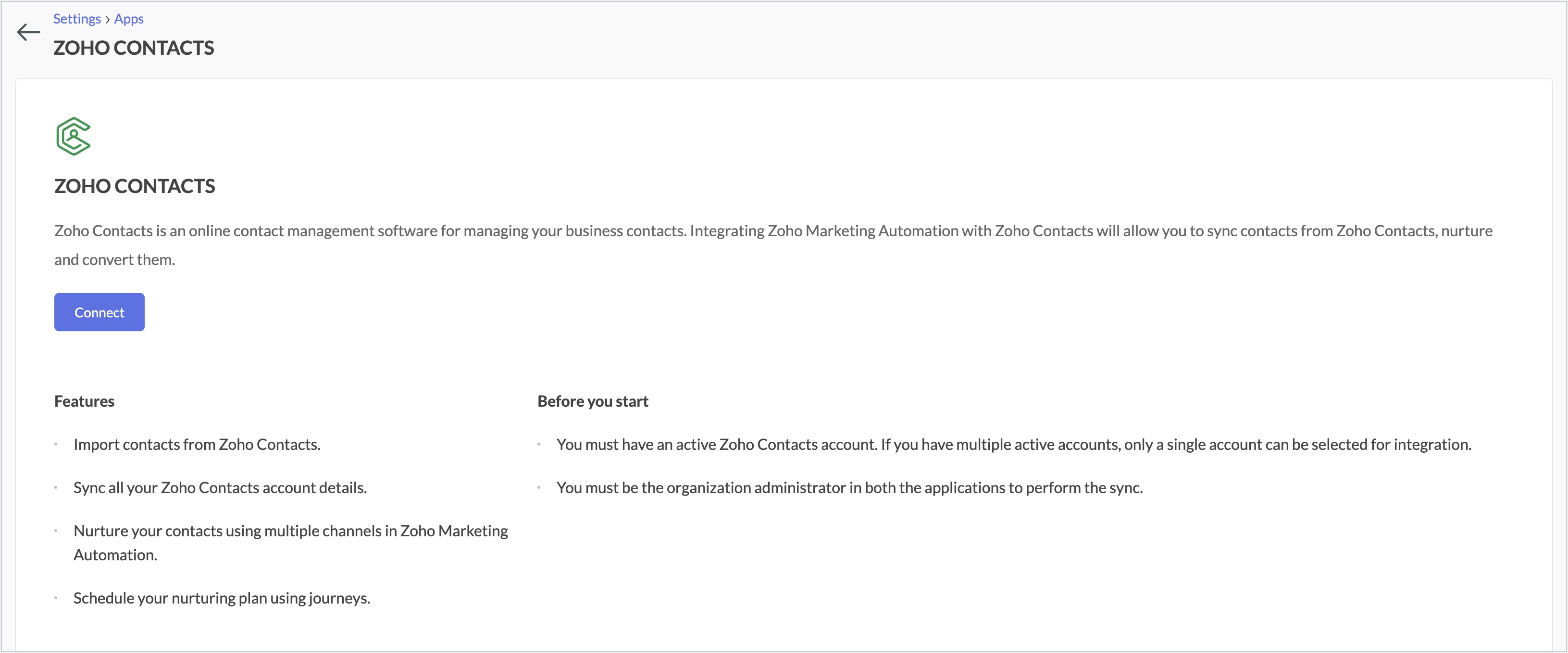 zoho contacts