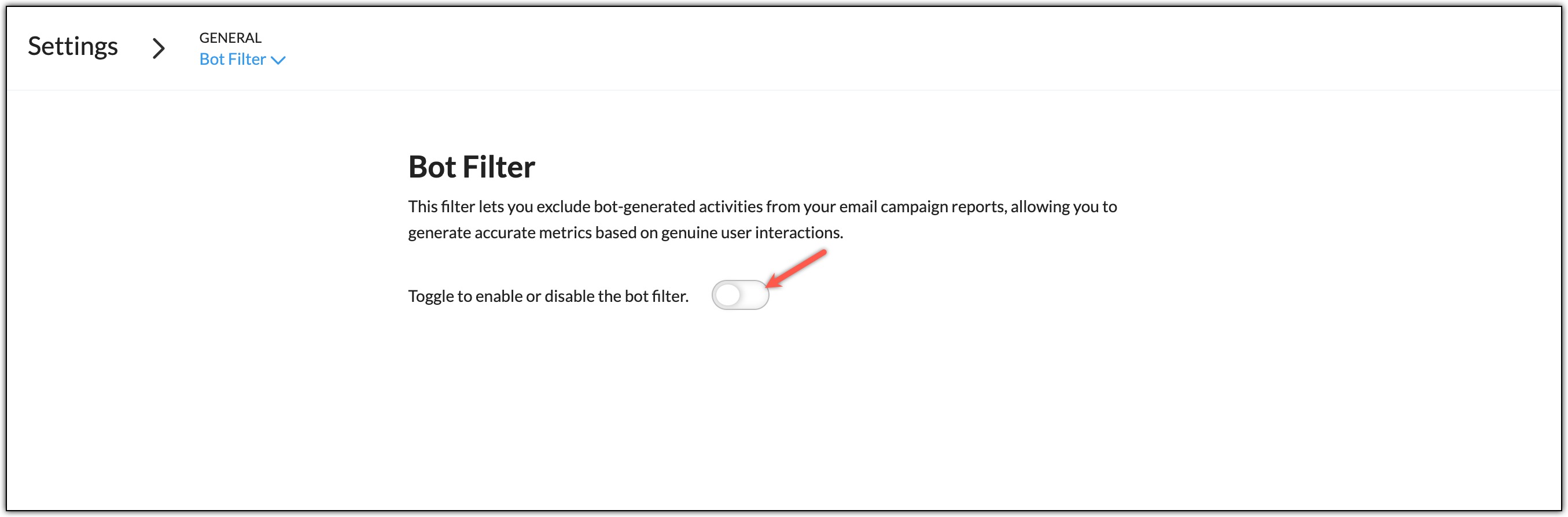 Toggle to enable the Bot filter