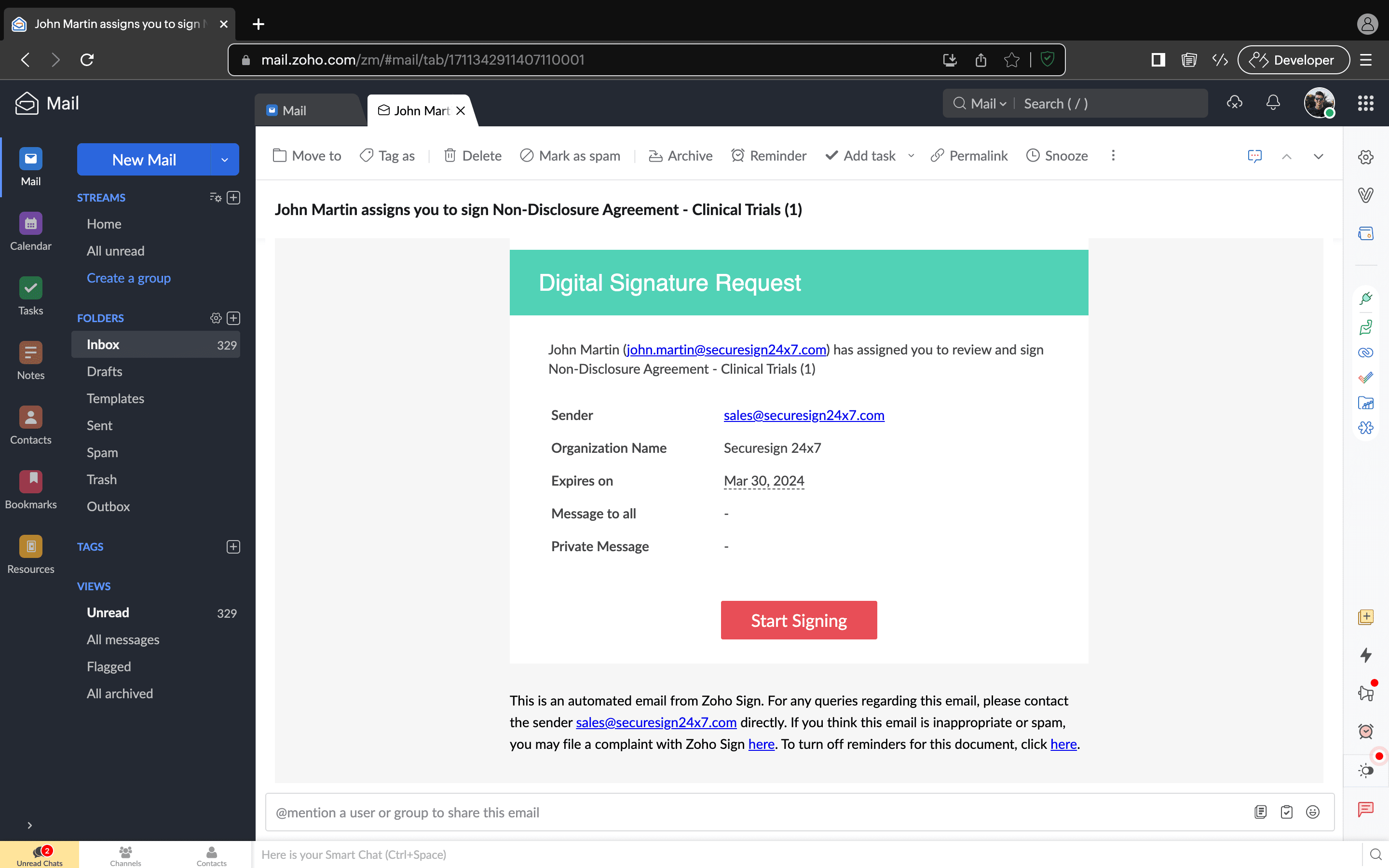 Print and physically sign