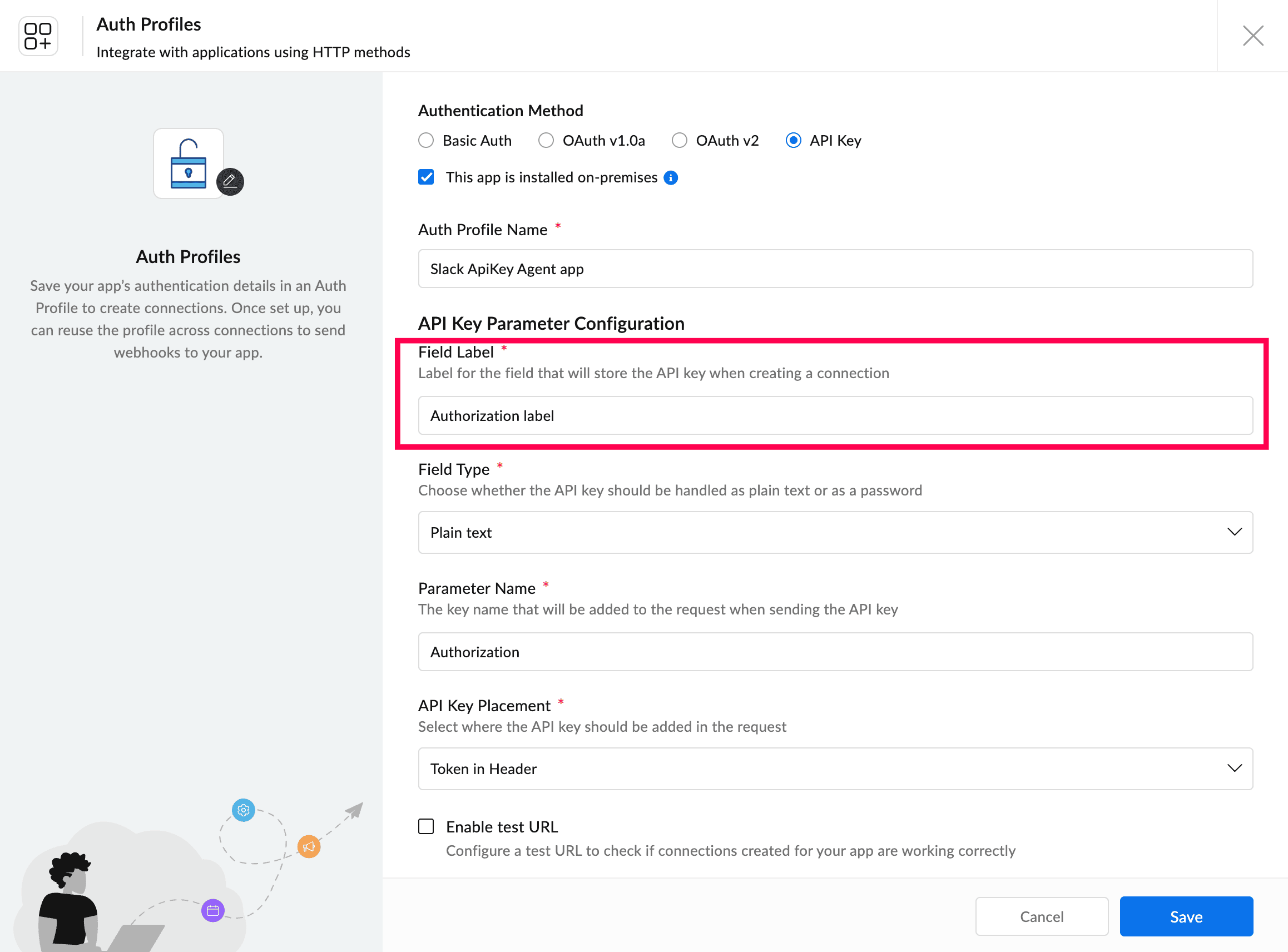 Enter a Connection Name and the Field Label value.