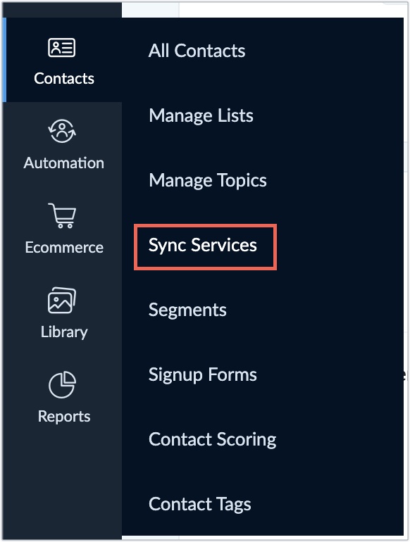 sync services menu