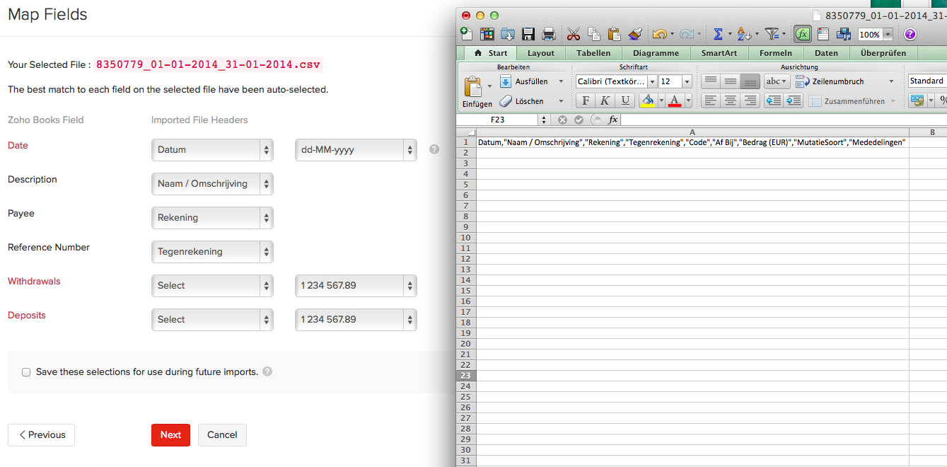 Importing Csv Bank Statement Into Book 