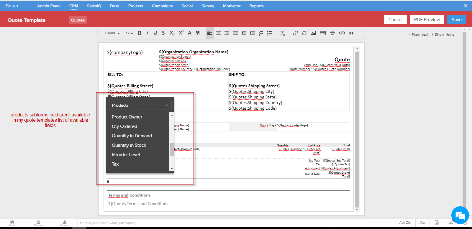 How To Add Subform Product Details Into Quote Template 
