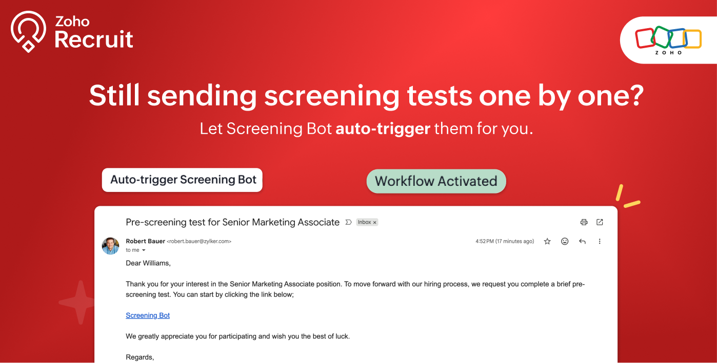 Auto-trigger for Screening Bot | Zoho Recruit